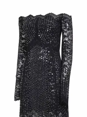 Rabanne Off-shoulder Sequin Lace Dress