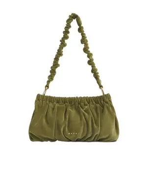 Marni Green Suede Ruffles Clutch Bag - Thyme
