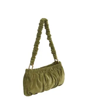 Marni Green Suede Ruffles Clutch Bag