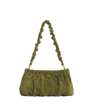 Marni Green Suede Ruffles Clutch Bag