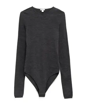 Alaïa Wool Knit Bodysuit - Charcoal-grey