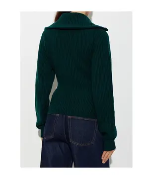 ANINE BING Collared Long-sleeved Zip-up Sweater