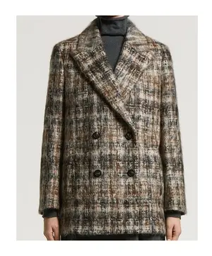 Peserico Check-pattern Double-breasted Coat