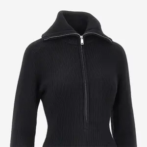ANINE BING Half-zip High-neck Ribbed Dress