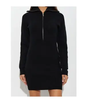 ANINE BING Half-zip High-neck Ribbed Dress