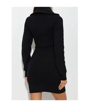 ANINE BING Half-zip High-neck Ribbed Dress