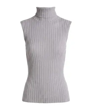 Marni Solidcolor Sleeveless Turtleneck Top - Grey