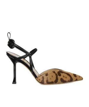 Fendi Very Colibri Backless High-heeled Shoe In Leather With Fur In Coffee And Black - Brown