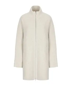 Peserico Ribbed Collar Sequined Coat - White