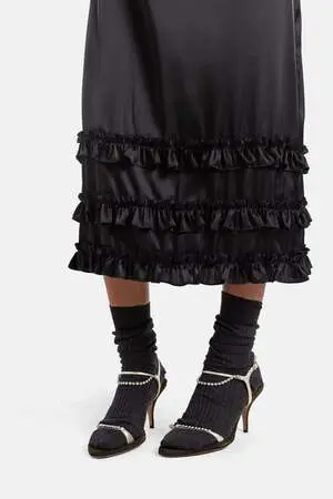 Simone Rocha Lace-trimmed Ruffle Midi Dress