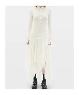 ANN DEMEULEMEESTER Tessie Serafino Ruffled Asymmetric Dress - White