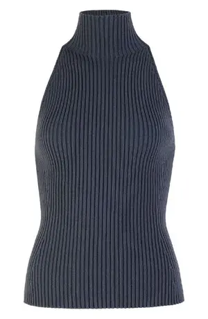 Alaïa Ribbed Halter Neck Top - Gris Bleu