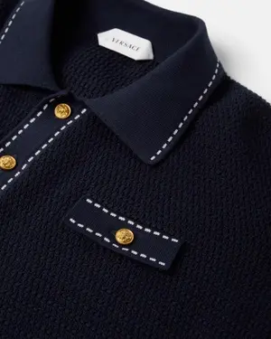 Versace Contrast-stitch Waffle-knit Cardigan
