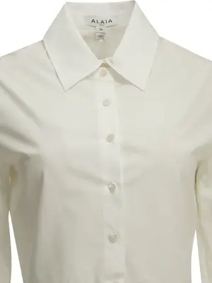 Alaïa Peplum Long-sleeved Poplin Shirt