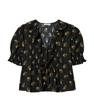 DÔEN Ruffled Top - Black