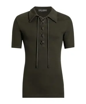 Dolce & Gabbana Lace-up Polo Shirt - Green