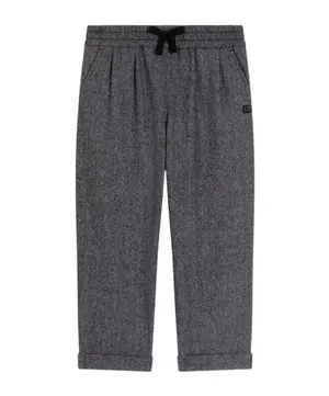 Dolce & Gabbana Herringbone Drawstring Trousers - Black