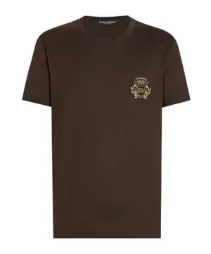 Dolce & Gabbana Crest-embellished T-shirt - Brown