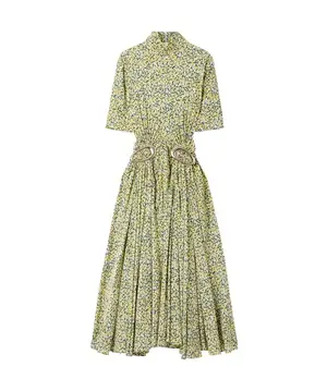 Bottega Veneta High-necked Short-sleeved Dress - Nude