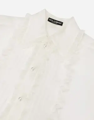 Dolce & Gabbana Ruffled Sheer Cotton Blouse