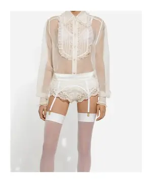 Dolce & Gabbana Ruffled Sheer Cotton Blouse