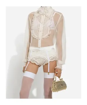 Dolce & Gabbana Ruffled Sheer Cotton Blouse