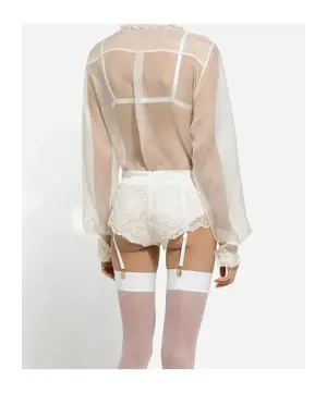 Dolce & Gabbana Ruffled Sheer Cotton Blouse