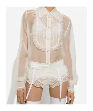 Dolce & Gabbana Ruffled Sheer Cotton Blouse