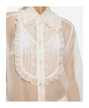Dolce & Gabbana Ruffled Sheer Cotton Blouse
