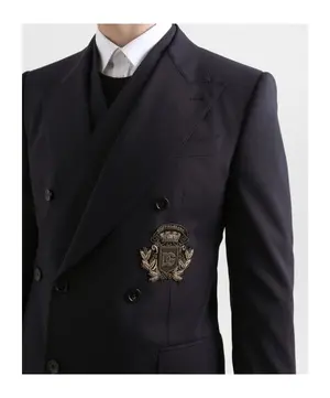 Dolce & Gabbana Double-breasted Crest-embellished Blazer