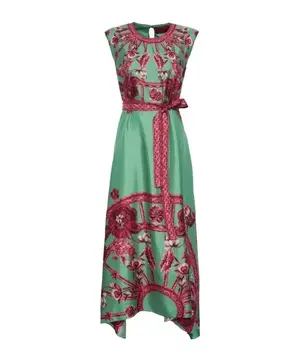 La DoubleJ San Carlo Floral Printed Midi Dress - Green