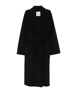 ERMANNO FIRENZE Notch-lapel Belted Coat - Black