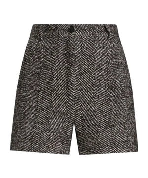 Dolce & Gabbana Wool Herringbone Shorts - Black