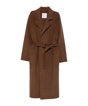 ERMANNO FIRENZE Notch-lapel Belted Coat - Brown