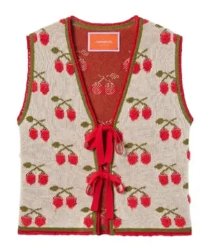 La DoubleJ Cherry Tie Gilet - Red