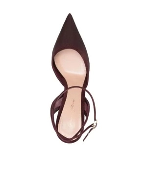GIANVITO ROSSI Burgundy Mesh Pointedtoe Stiletto Sandals