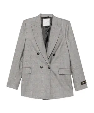 ERMANNO FIRENZE Checked Double-breasted Blazer - Grey
