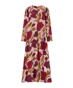 La DoubleJ Floral Long-sleeved Maxi Dress - Brown