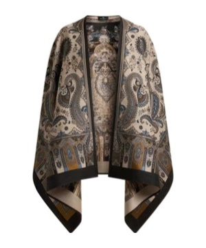 Etro Paisley Trim Poncho Shawl - Light Brown