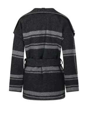 Isabel Marant Étoile Striped Wrap Belted Woolblend Coat