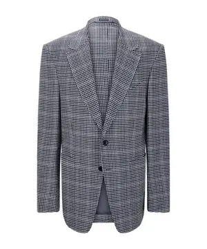 TOM FORD Shelton Wool Silk And Linen Houndstooth Blazer - Multicolor