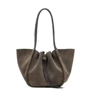 Proenza Schouler Large Ruched Tote In Suede And Braided Calf - Graphite