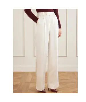 SELF-PORTRAIT Pleated Satin-finish Tailored Trousers