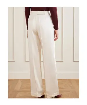 SELF-PORTRAIT Pleated Satin-finish Tailored Trousers