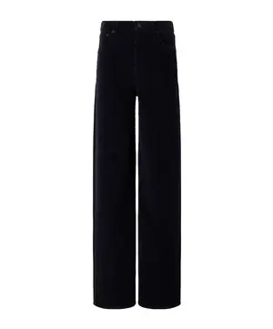 AGOLDE Ren Cotton-corduroy High-waist Wide-leg Pants - Navy