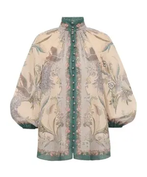 Zimmermann Stand-up Collar Shirt - Cream