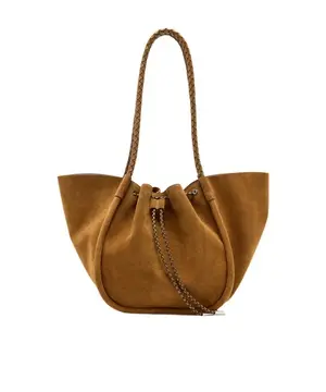 Proenza Schouler Large Ruched Tote In Suede And Braided Calf - Brown