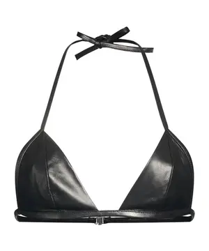 Rick Owens Solidcolor Sleeveless Leather Cropped Top - Black