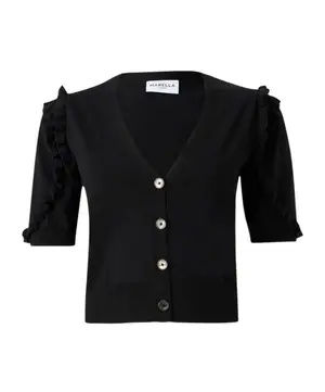 Marella Ruffle-trimmed Knit Top - Black