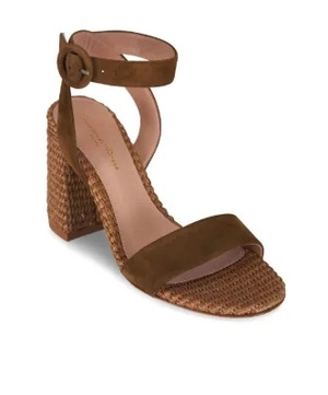 GIANVITO ROSSI Suede Woven Block Heel Sandals